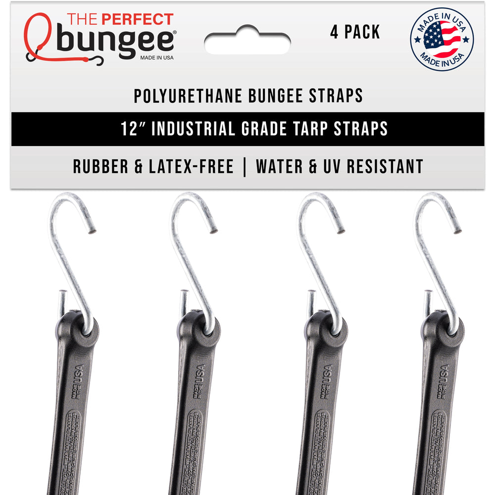 The Perfect Bungee® 12" Heavy Duty Bungee Straps 4 Pack- Made In USA
