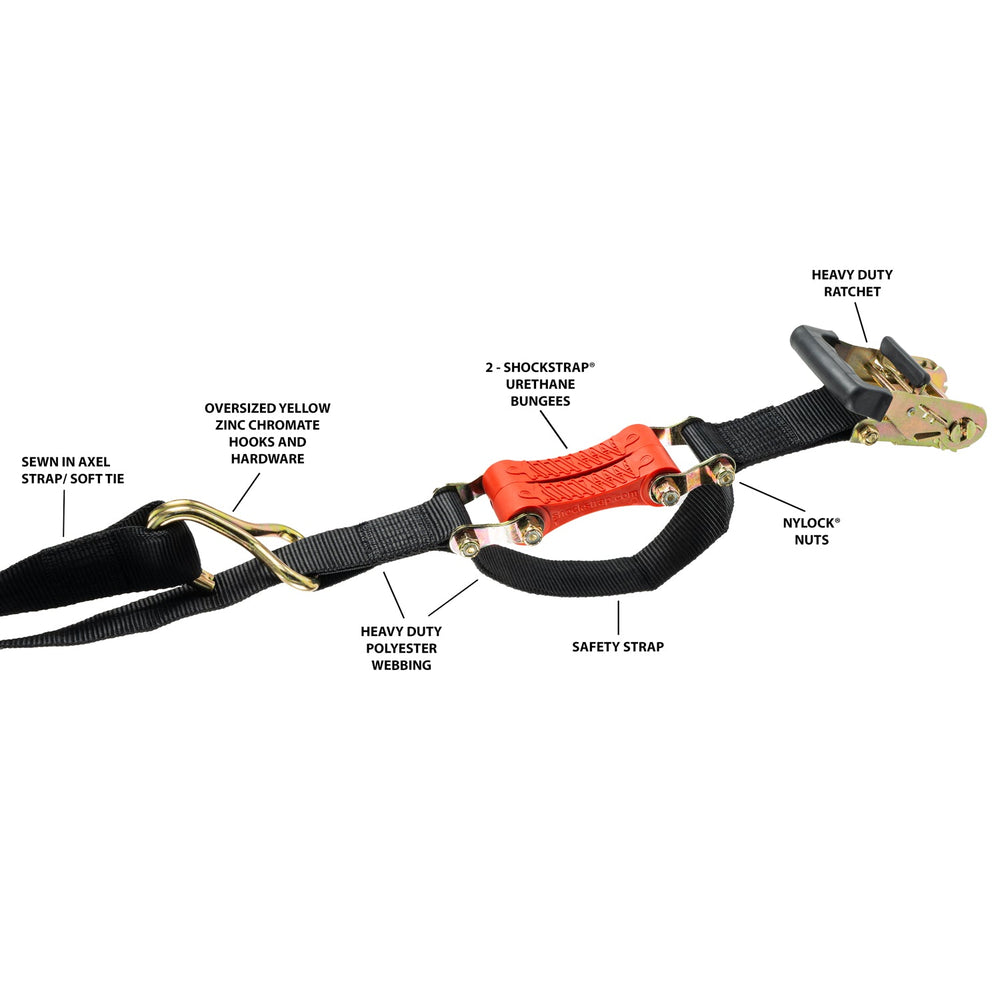 9ft x 2in SHOCKSTRAP® Ratchet Strap with Wire Hooks, Premium Polyester